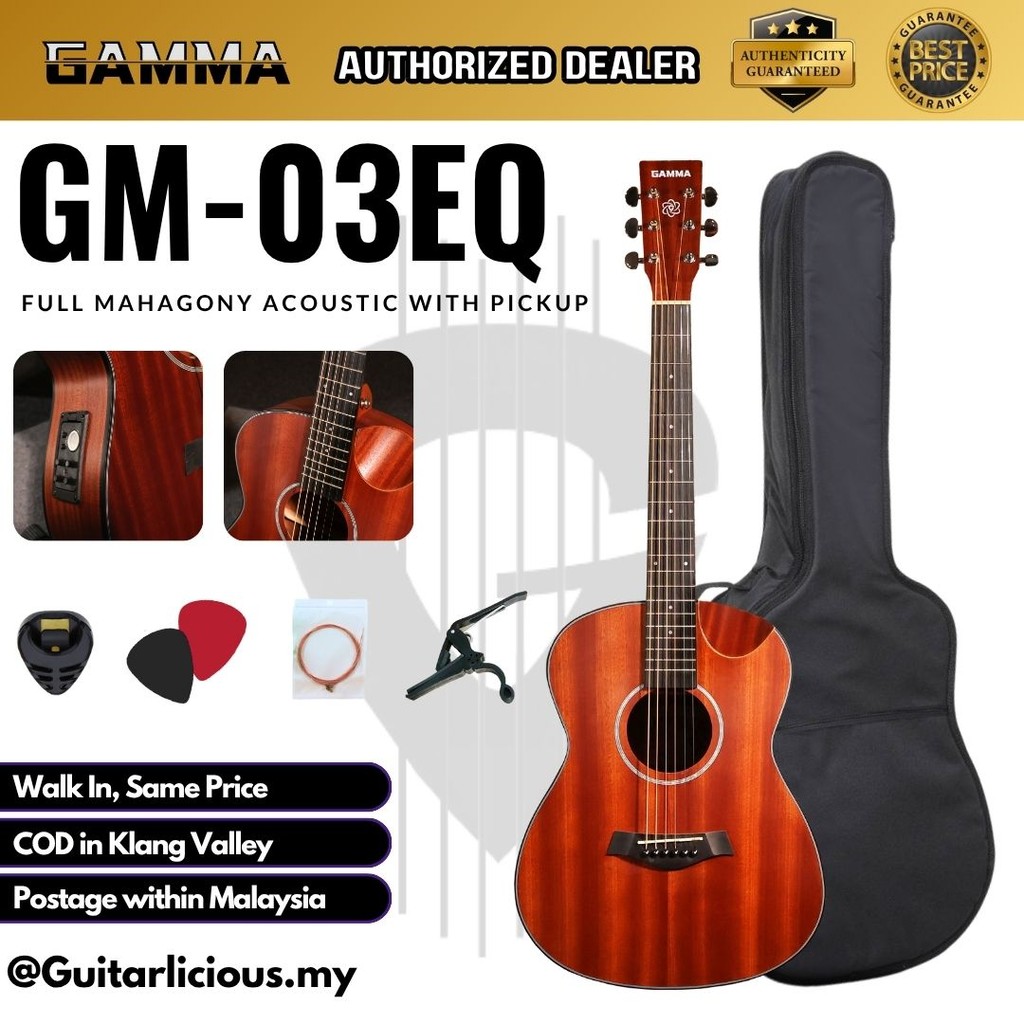 Gamma GM-03 38" Full Mahagony Acoustic Guitar with Pickup ( GM-03 EQ ...