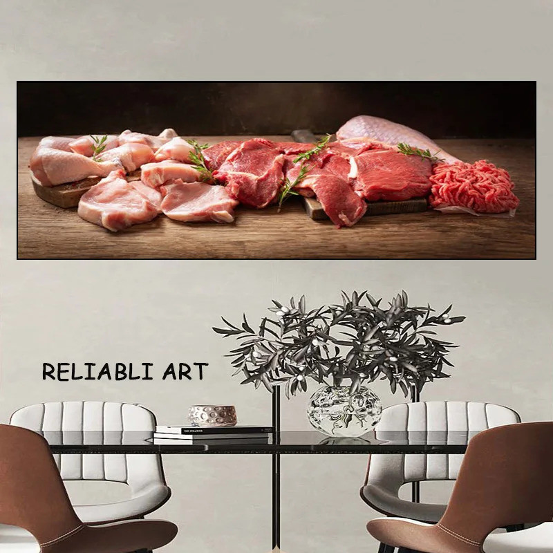 2025 Baru Pelbagai Steak Daging Ayam Poster Makanan Ikan Dan Mencetak ...
