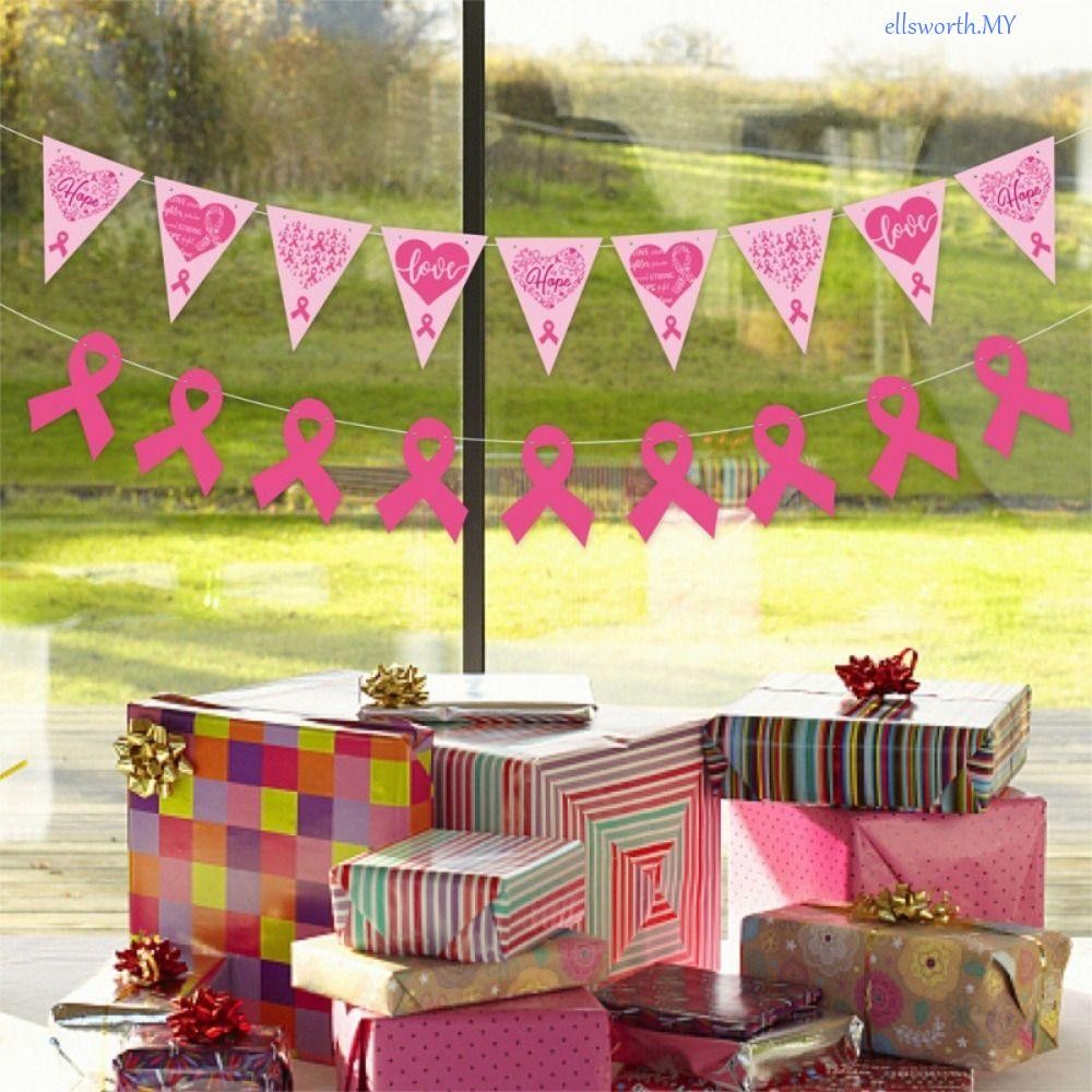 ELLSWORTH Breast Cancer Awareness Decorations, Single Side Paper Breast ...