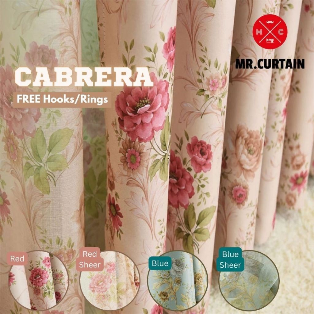 MR.CURTAIN Cabrera Langsir Semi Blackout & Sheer Bunga Ready Made ...