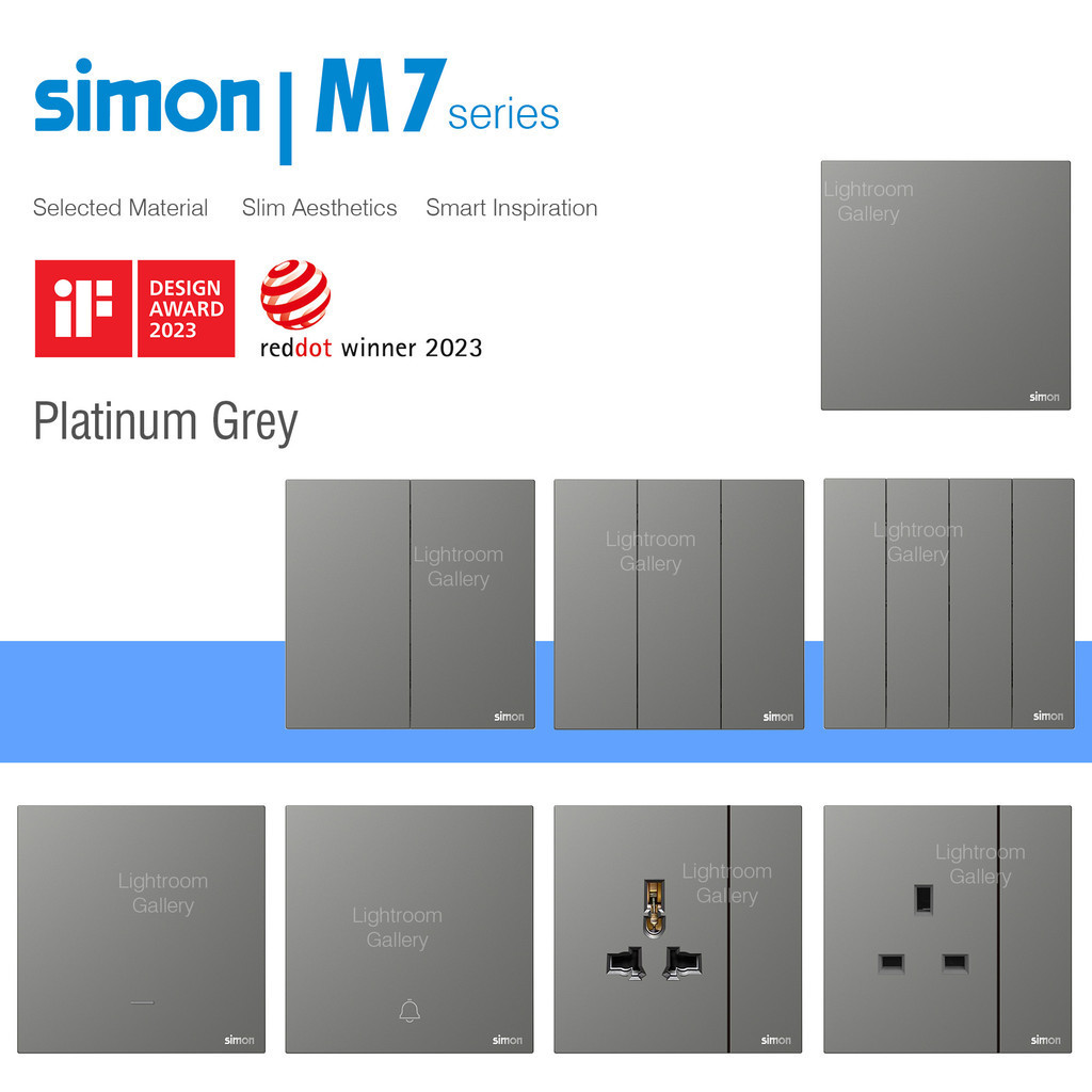Simon M7 Series Ultra Thin Full Flat Perfect Square Switch Platinum ...