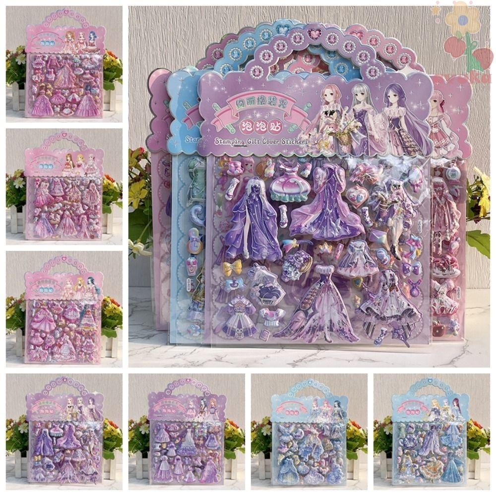 AVUKA 2 Sheets/Bag Princess Dress Up Sticker, Kawaii Decorative Foam ...