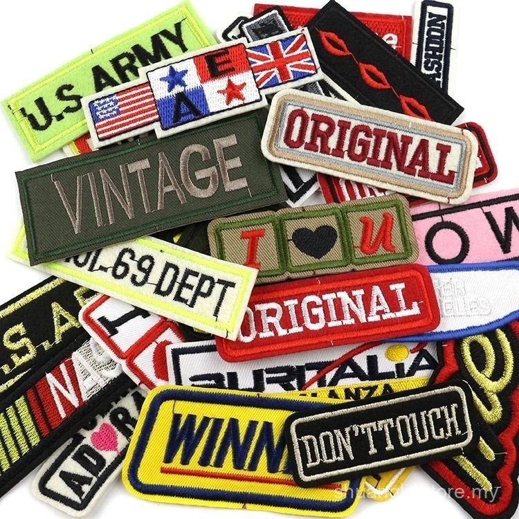 Pelekat kain sulaman huruf Inggeris seluar pelekat tampalan baju tampal ...