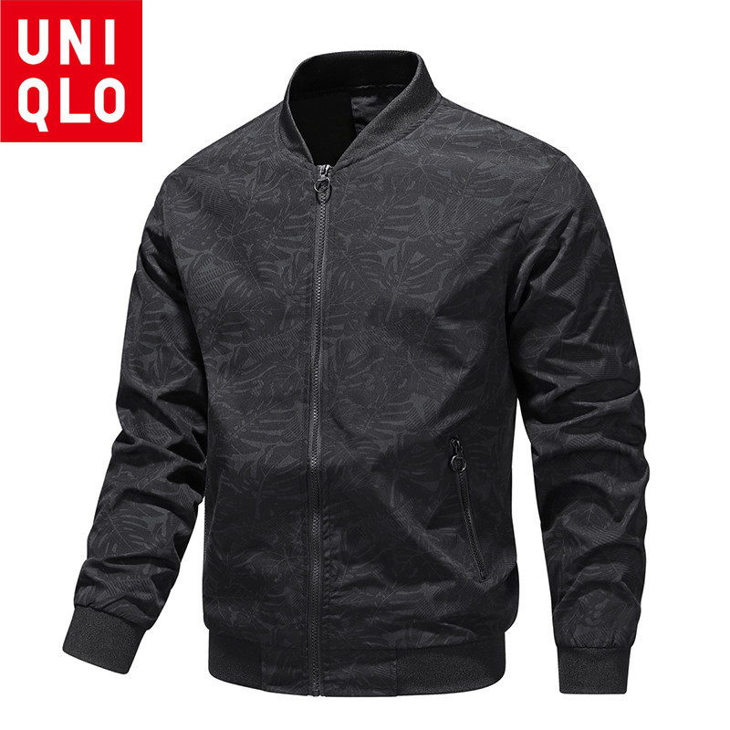 【M-5XL】Uniqlo Men's Casual Baseball Collar Jacket, Stand Up Windproof Slim Fit Jacket ...