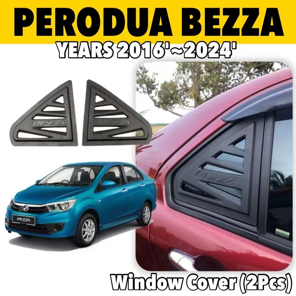 2Pcs Perodua Bezza Window Cover 3D Carbon Fibre Door Visor Accessories ...