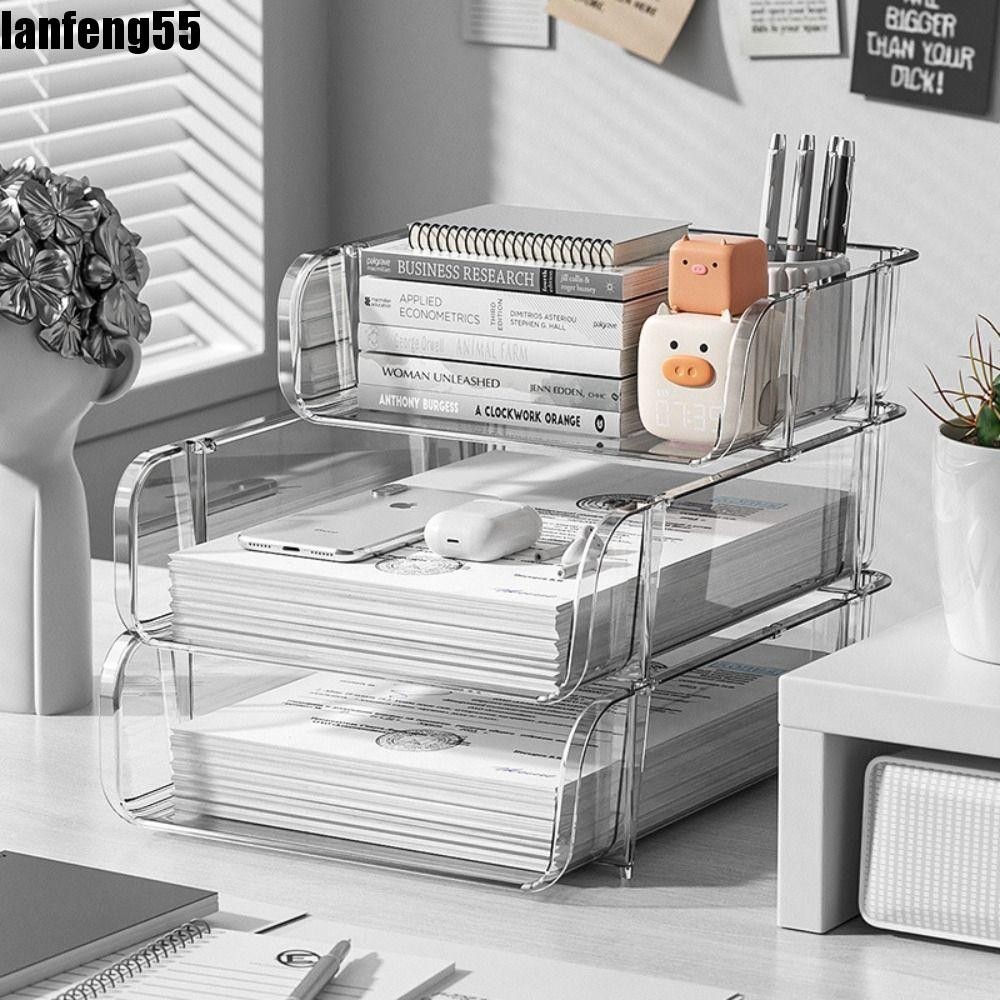 LANFENG File Storage Tray, Durable Stackable A4 File Rack ...