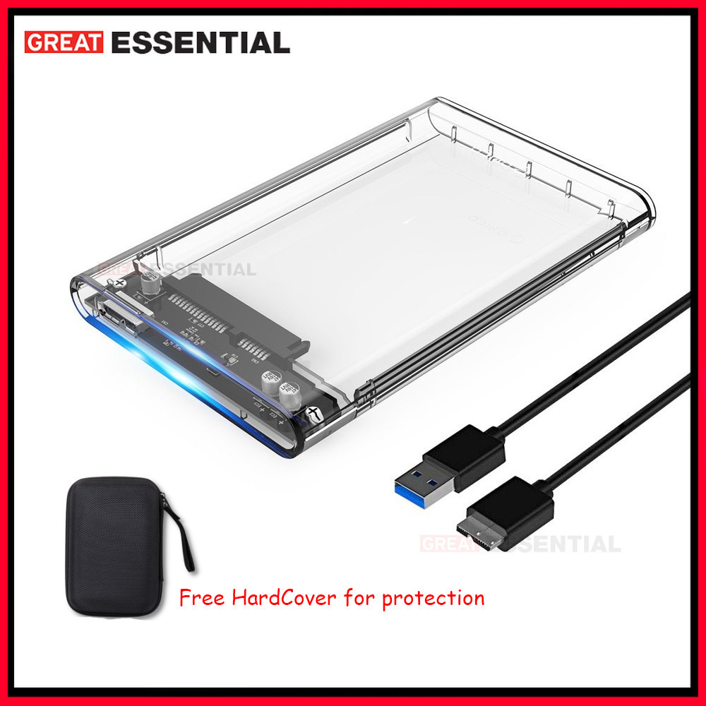 External Hard Disk Case 2.5 inch Free SATA to USB 3.0 Cable Transparent ...