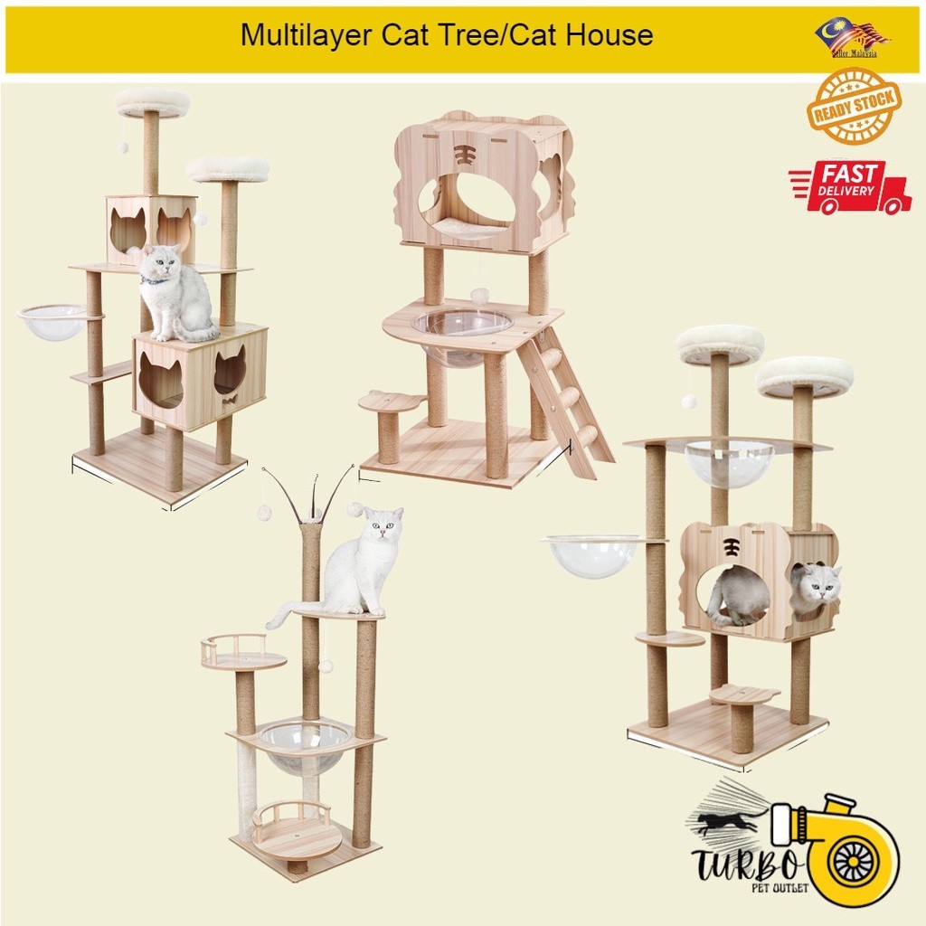 Cat Climbing Tree / Multi-Layer Wooden Cat Tree / Cat House | Shopee ...