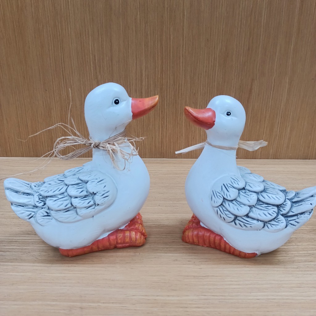 🎁READY STOCK 🎁 Cute Polyresin White Duck Statue Home & Garden Yard Art ...