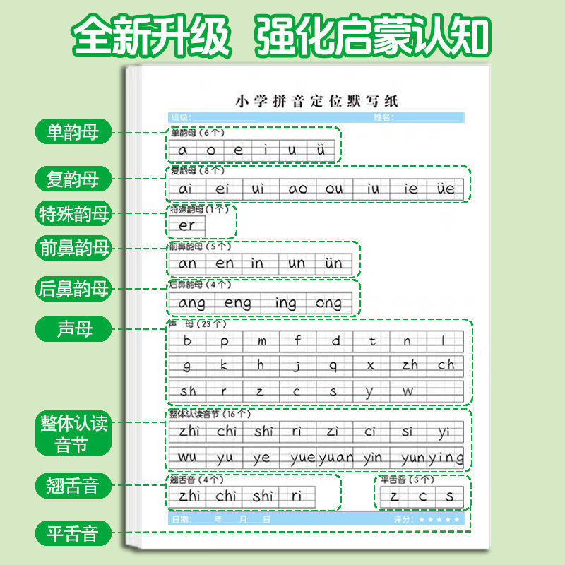 Elementary school Pinyin Silent paper first grade preschool Pinyin ...