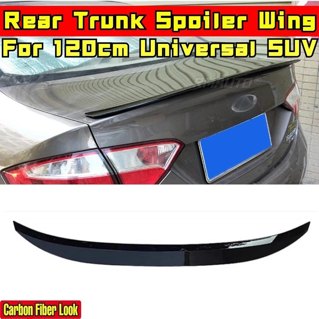 120cm Universal Car Rear Spoiler Trunk Wing Carbon Look Spoiler Wing Body Kit For Hatchback ...