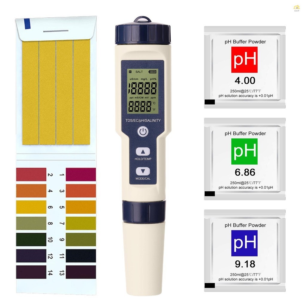 5 in 1 Professional Multi-parameter Combo Testing Meter PH/EC/TDS ...