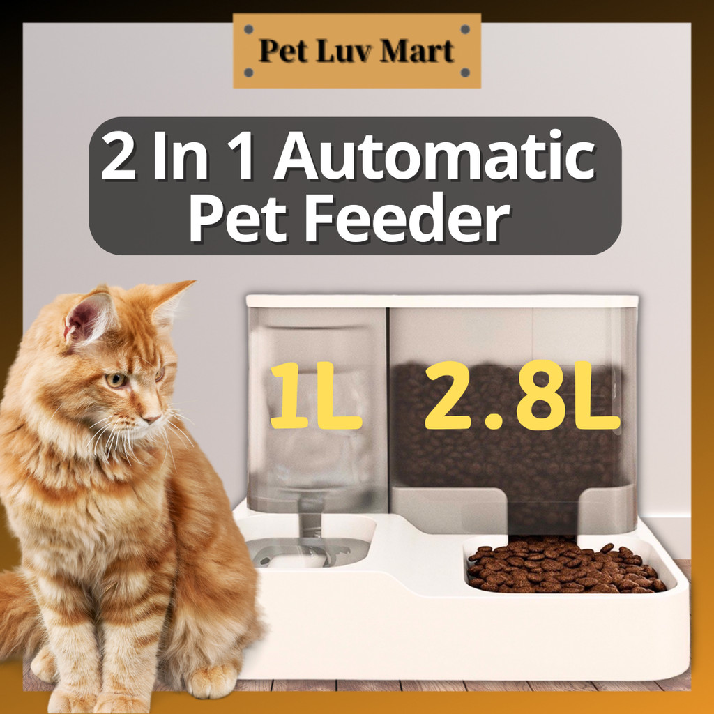2 in 1 Automatic Big Pet Feeder Cat Dog Food Water Dispenser Bekas ...