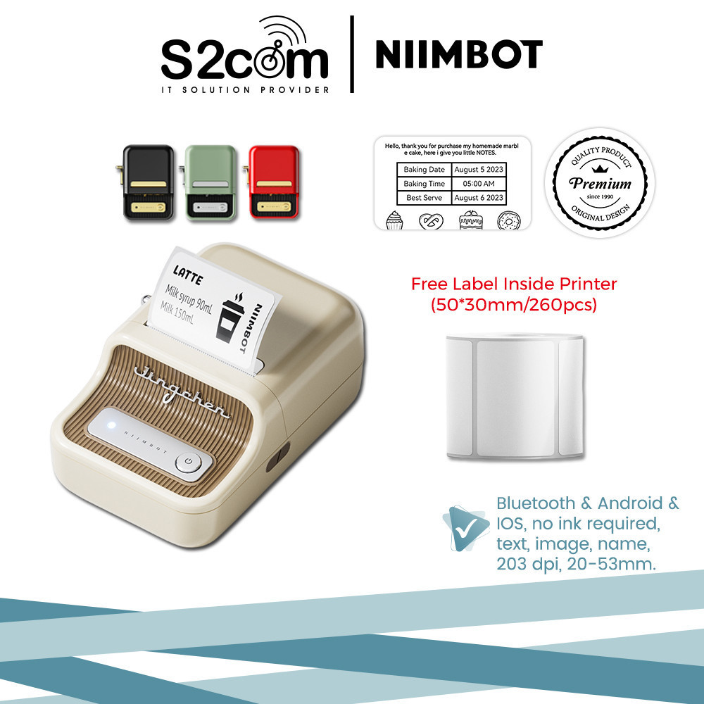 NIIMBOT B21 Bluetooth Label Printer Thermal Printer Portable Wireless Inkless Label Maker ...