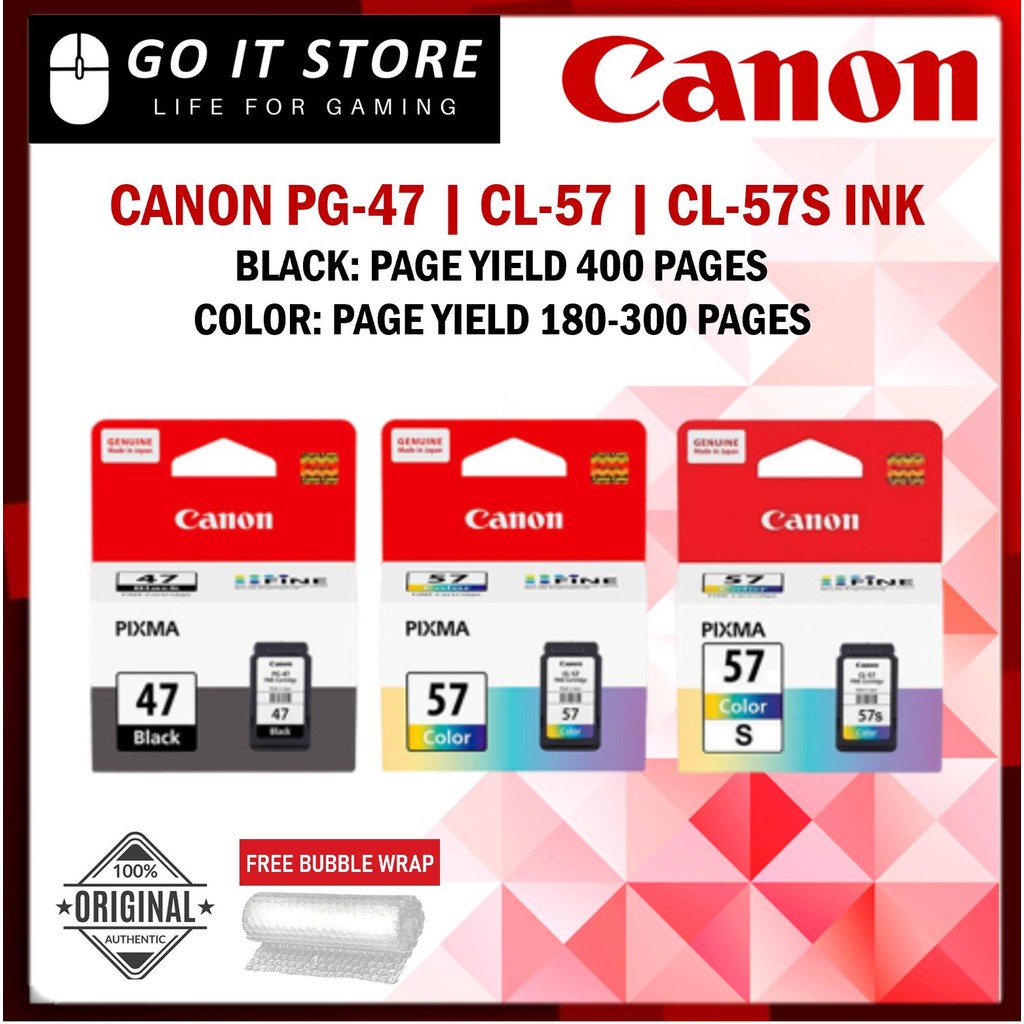 CANON PG-47 BLACK CL-57 COLOR CL-57S COLOR Original Ink Cartridge E410 ...
