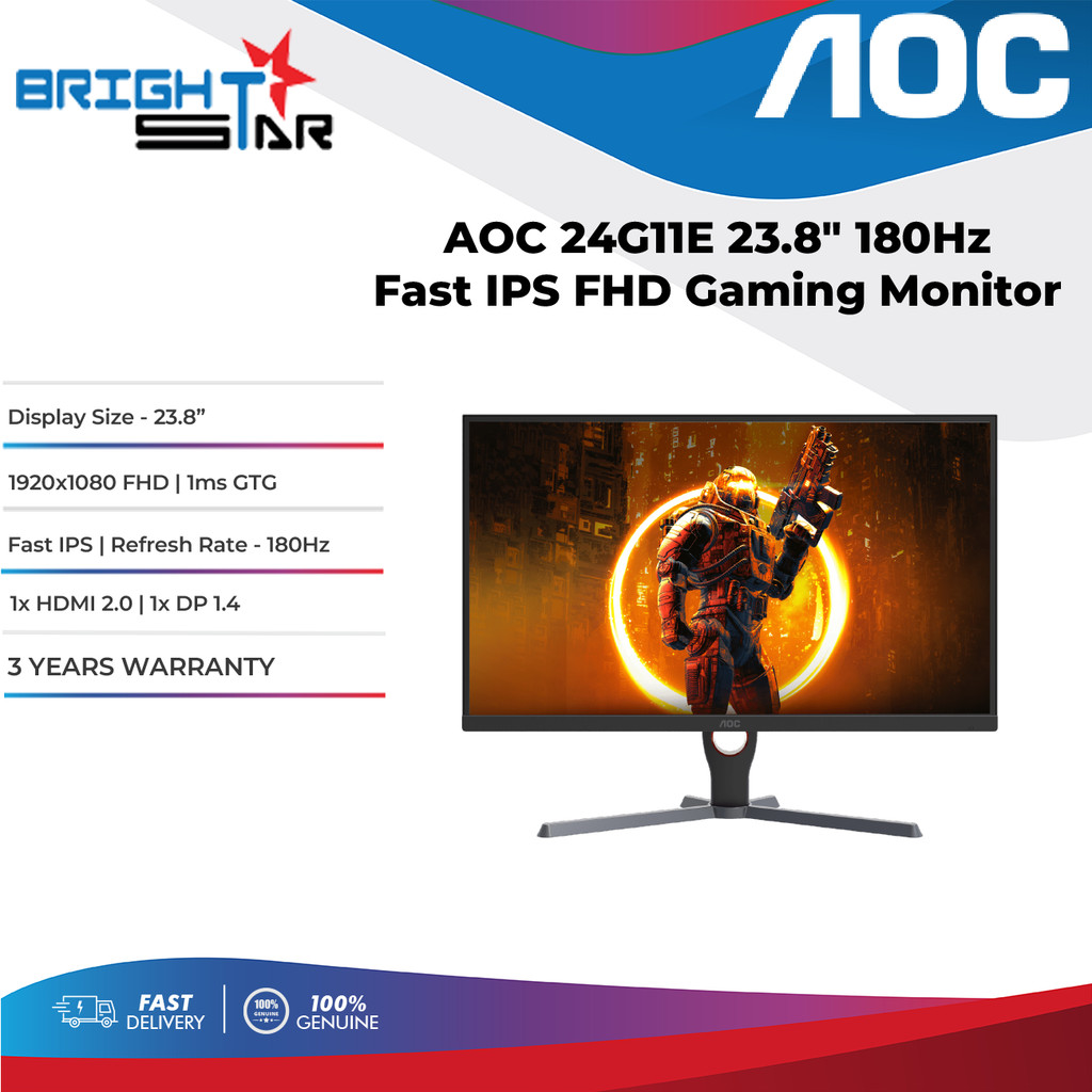 AOC 24G11E 23.8" 180Hz Gaming Monitor - Fast IPS/FHD/1ms/1x HDMI/1x DP ...