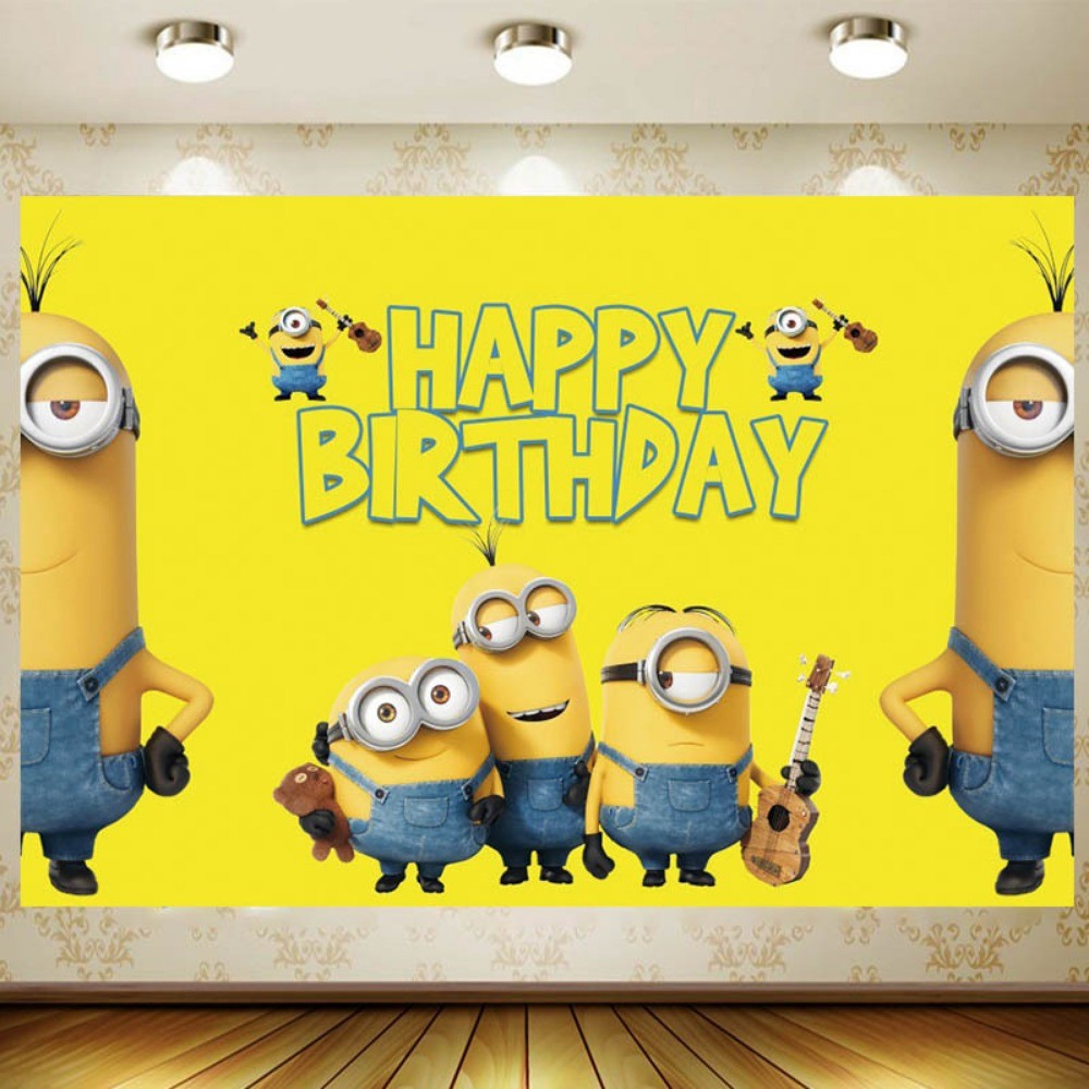 Minions Backdrop Banner Film kids Vinyl Photo Birthday Party Background ...