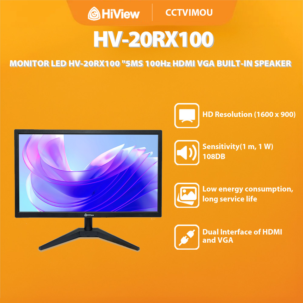 Hiview HV-20RX100 MONITOR LED "5MS 100HZ HDMI VGA BUILT-IN SPEAKER ...