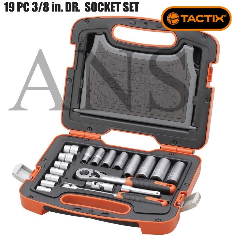 TACTIX 365017 - 3/8”DR 19PCS Ratchet Socket Tool Set | Shopee Malaysia