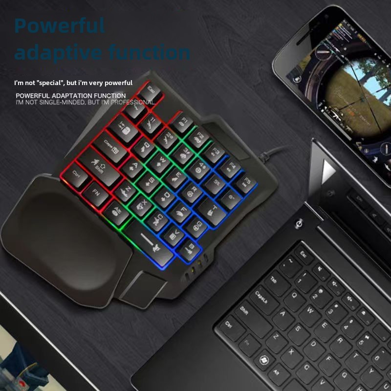 One-Hand Keyboard Mechanical Feeling Chicken King Key Mouse Suit Mobile ...