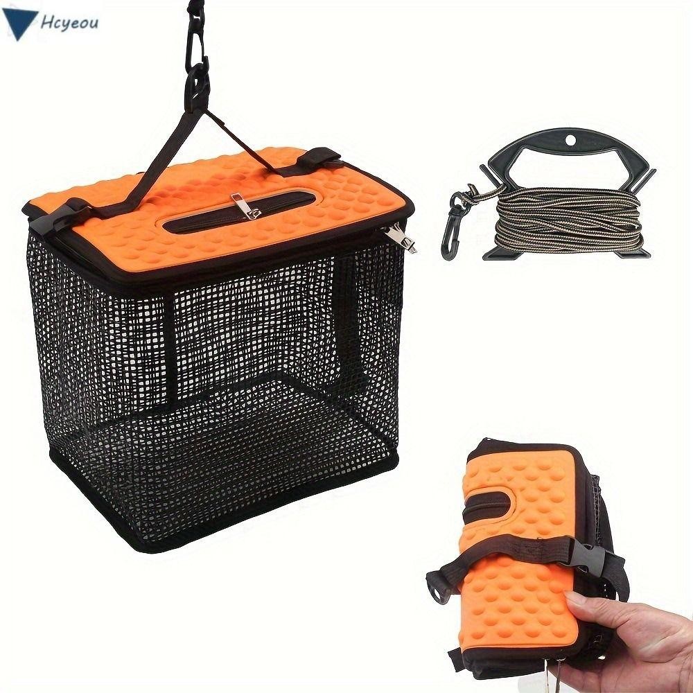 HCYEOU Fishing Bag, Caught Fish Foldable Fish Cage, Easy to Carry ...