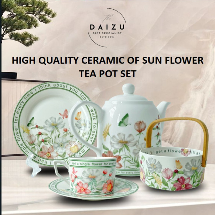 DAIZU French Classic Ceramic Tea Pot Tea Cup Porcelain Teaset European ...