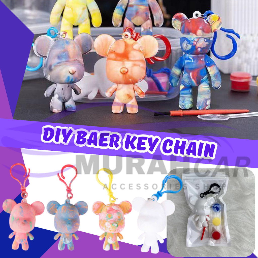 Bearbrick Keychain Gift Handmade DIY Acrylic Coloring Creative Learning ...