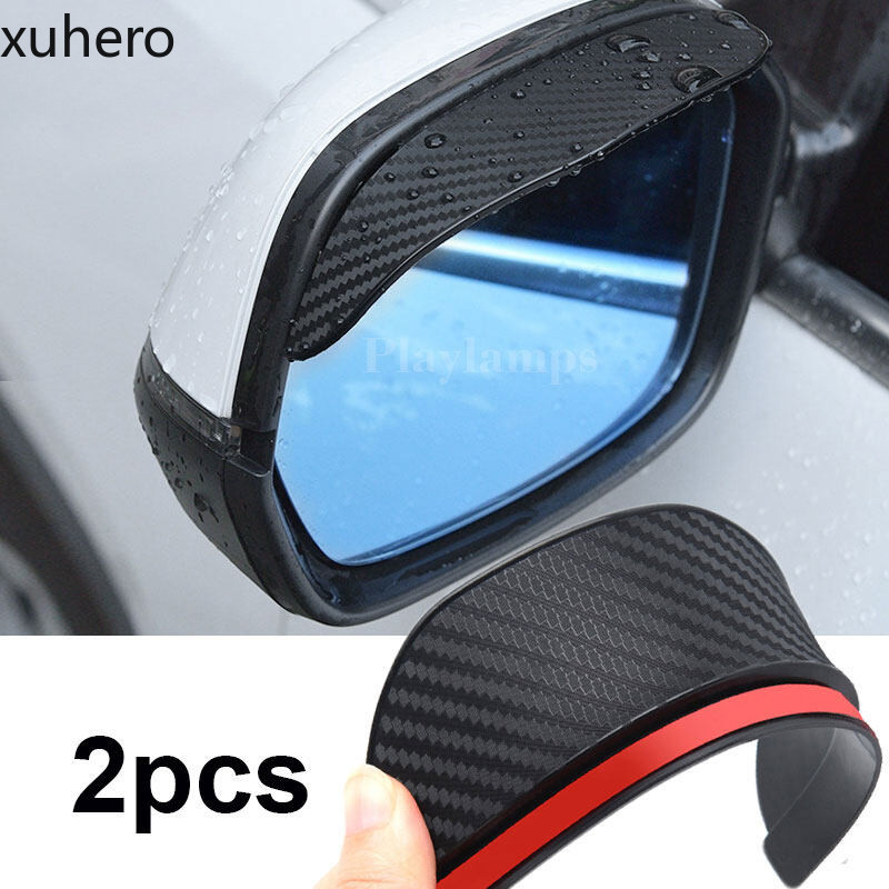 2 PCS Carbon Fiber Car Side Rear View Mirror Rain Eyebrow Visor Rain ...
