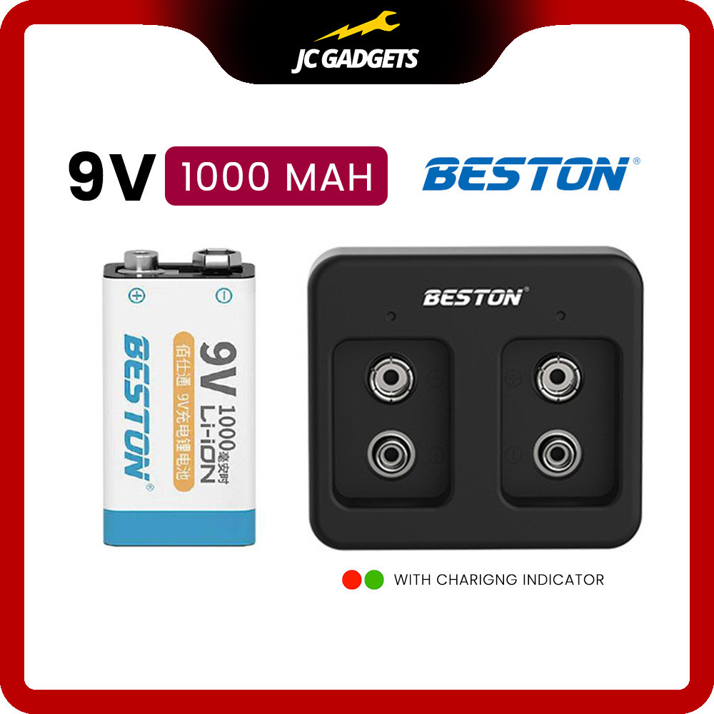 Beston 9V Li-ion Rechargeable Battery 1000mAh High Quality Power Smart ...