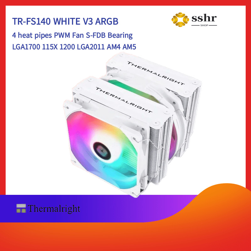 Thermalright FS140 WHITE V3 Air Cooled Radiator White ARGB Dual Fan ...