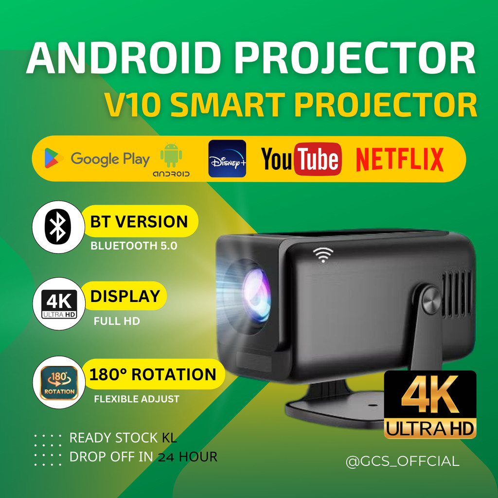 2024🔥New HY320 Smart 180° Projector Android 13 Multimedia LED V10 ...
