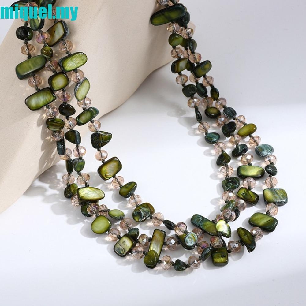 MIQUEL Bohemian Style Necklace, Elegant Geometry Shell Bead Necklace ...