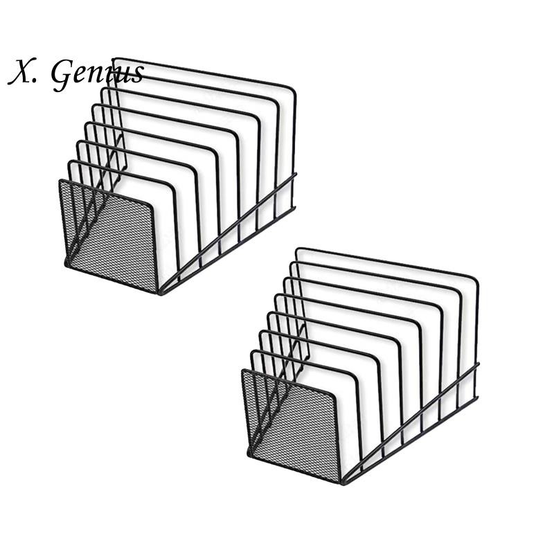 2 Pack Multi Step File Organizer Incline Desktop File Sorter Metal Wire ...