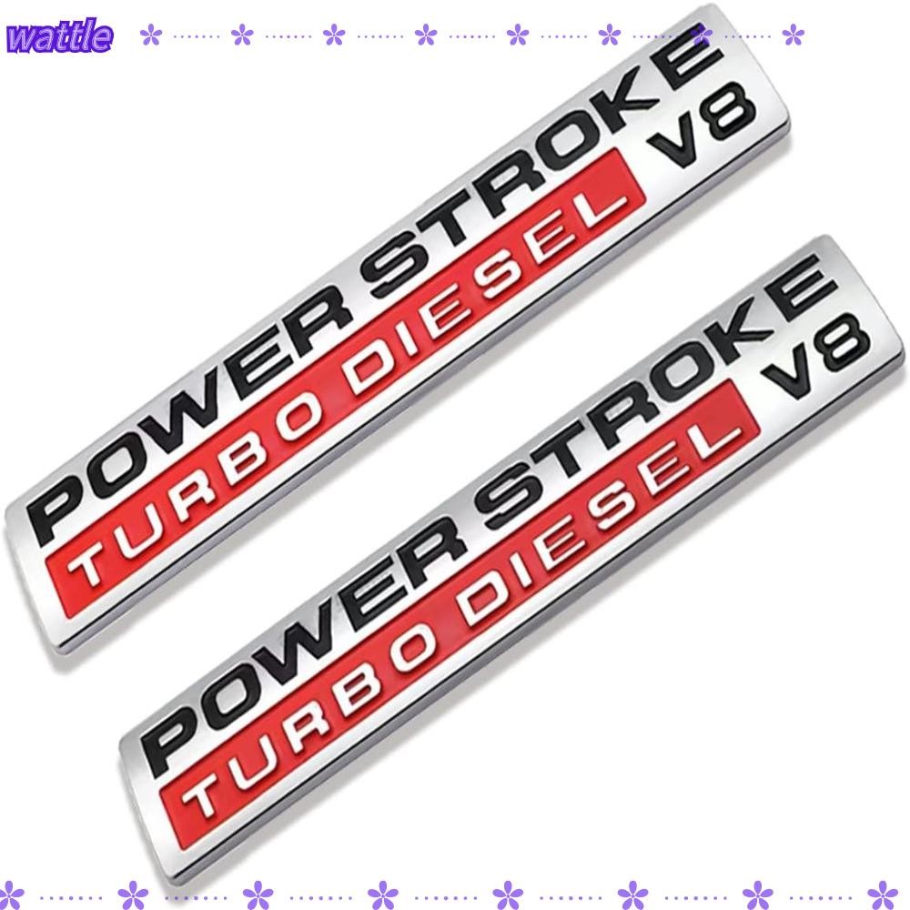 WA-SPORT Power Stroke Turbo V8 Emblem, Silver 8.4x1.5inch Metal Car ...