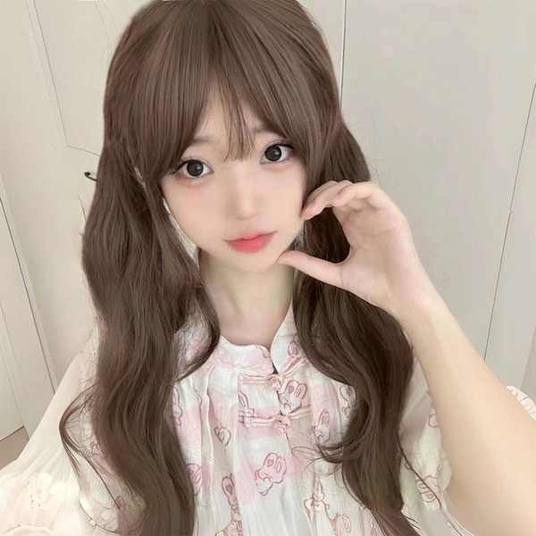 rambut palsu 假發片 rambut palsu perempuan Rambut palsu, keriting panjang ...