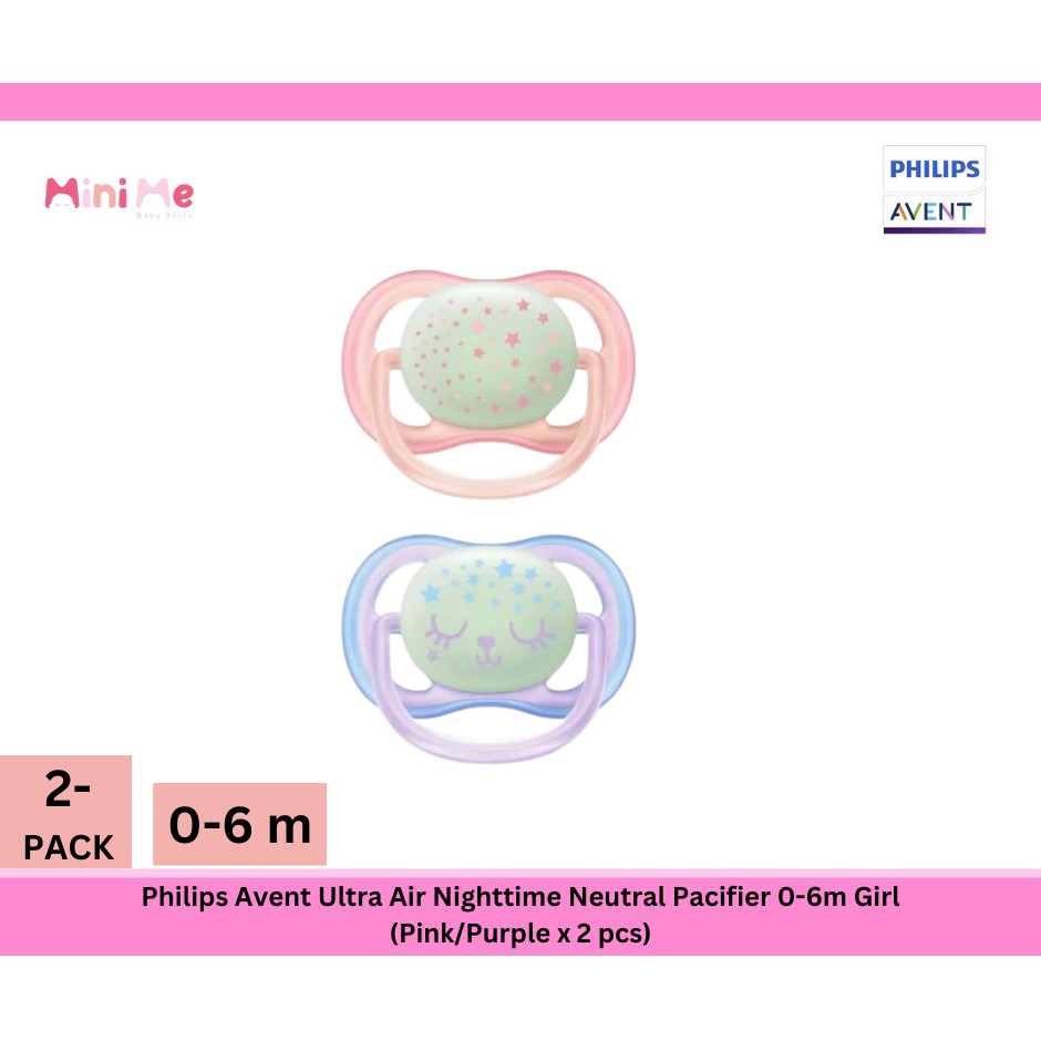 Philips Avent Ultra Air Nighttime Neutral Pacifier 0-6m Girl (Pink ...
