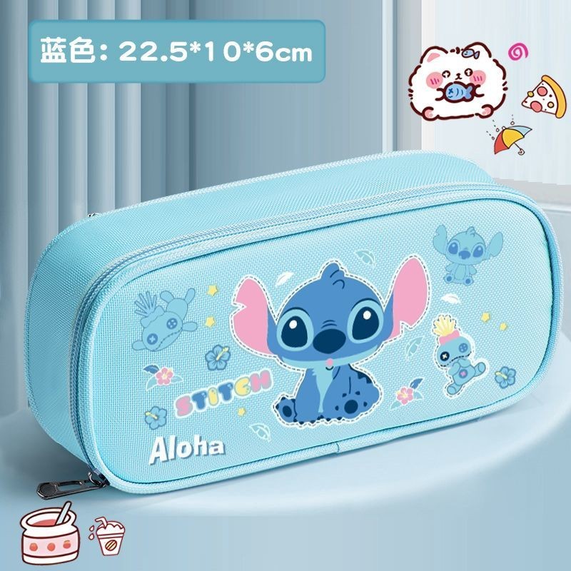 Stitch Pencil Case Stationery Box Large Capacity Oxford Cloth Three ...