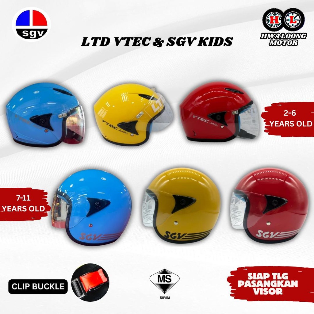 Helmet Budak SGV KIDS & LTD VTEC Colour Original SIRIM APPROVED SIAP ...