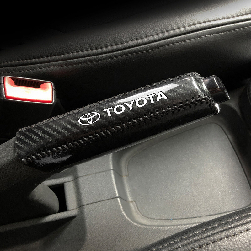 Carbon Fiber Car Leather Handbrake Cover Protective Sleeve Hand Brake ...