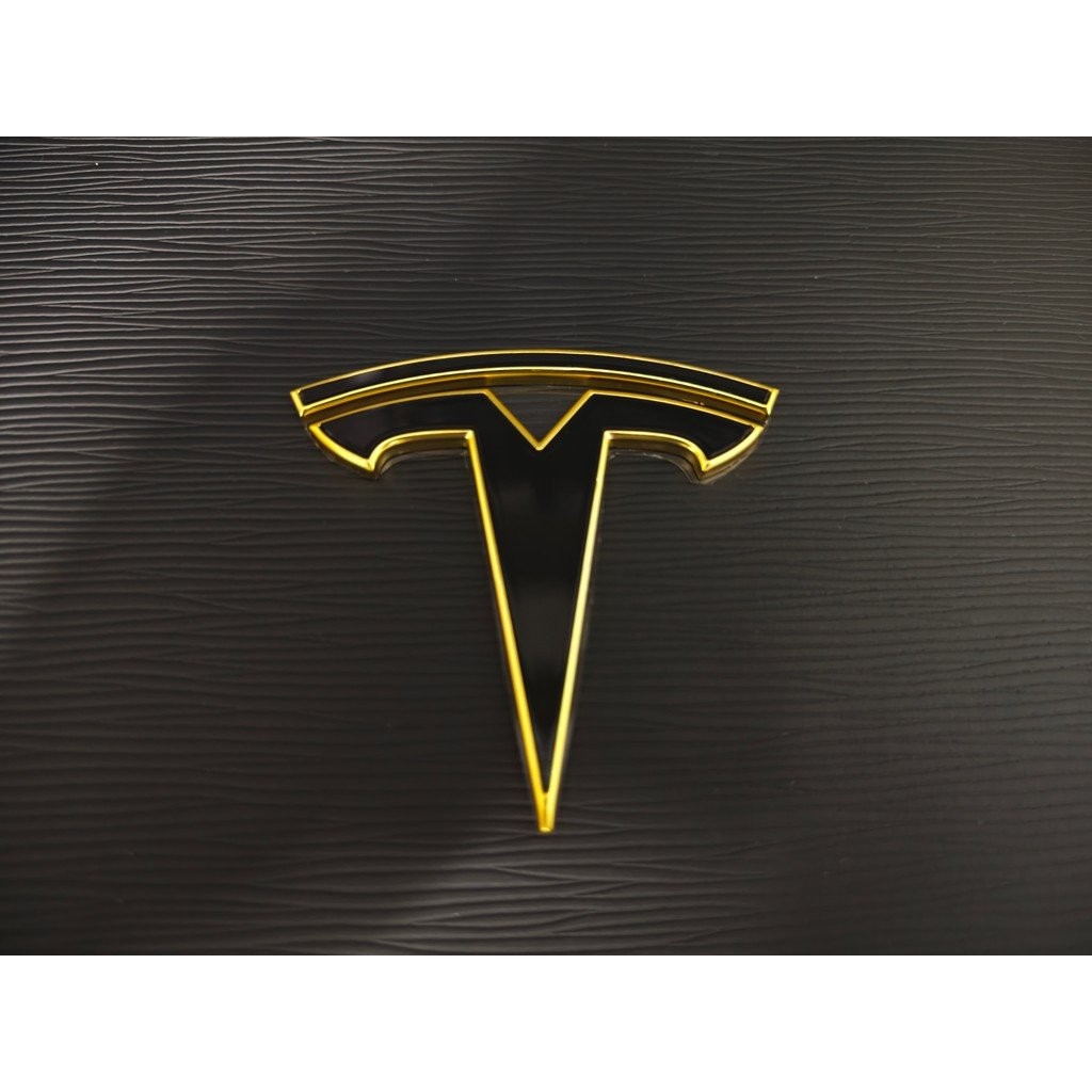 Tesla Model3/Y Gold Carbon Fiber Front Logo tesla Front Hood Front Logo ...