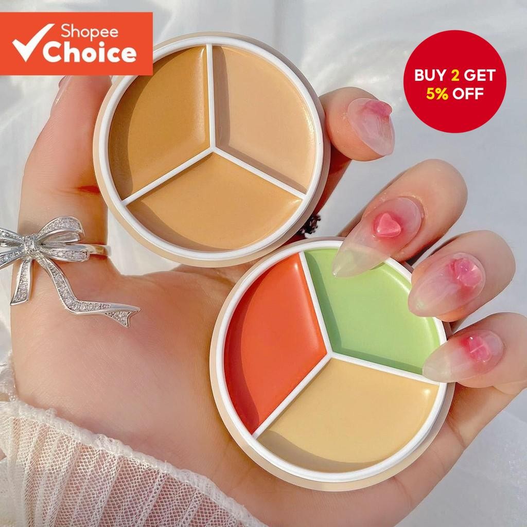 Three-color Concealer Cover Spots Acne Marks Dark Circles Tear Groove Repairing Foundation Cream ...