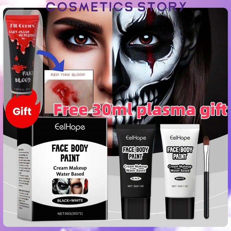 [free Gift]halloween Face Painting Kit Highly Pigmented Face Body Brus ...