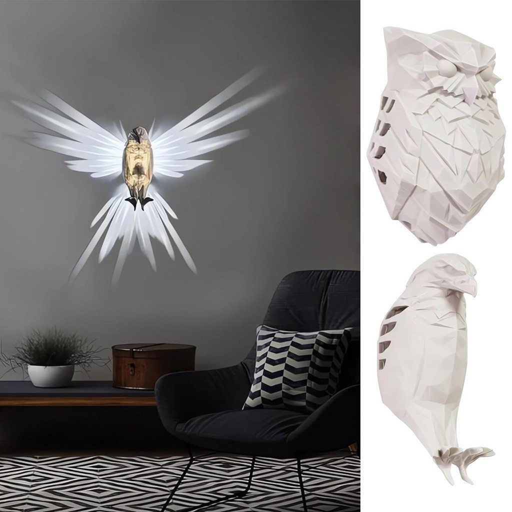 Owl Wall Light Golden Owl Eagle Wall Sconce Wall Art Decor Cute LED Wall Light Resin Animal ...