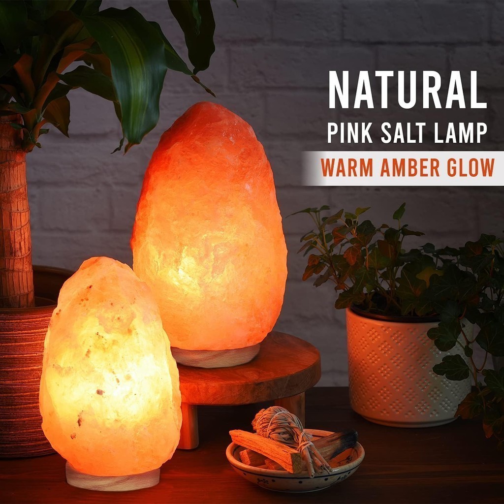 100% Natural Himalayan Crystal Salt Lamp Wooden Base Ambience Night ...