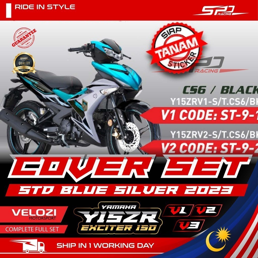 Y15 V1 - V3 Cover Set Original VELOZI Sticker Tanam YAMAHA Y15ZR V1 V2 V3 Tahun 2023 Standard ...