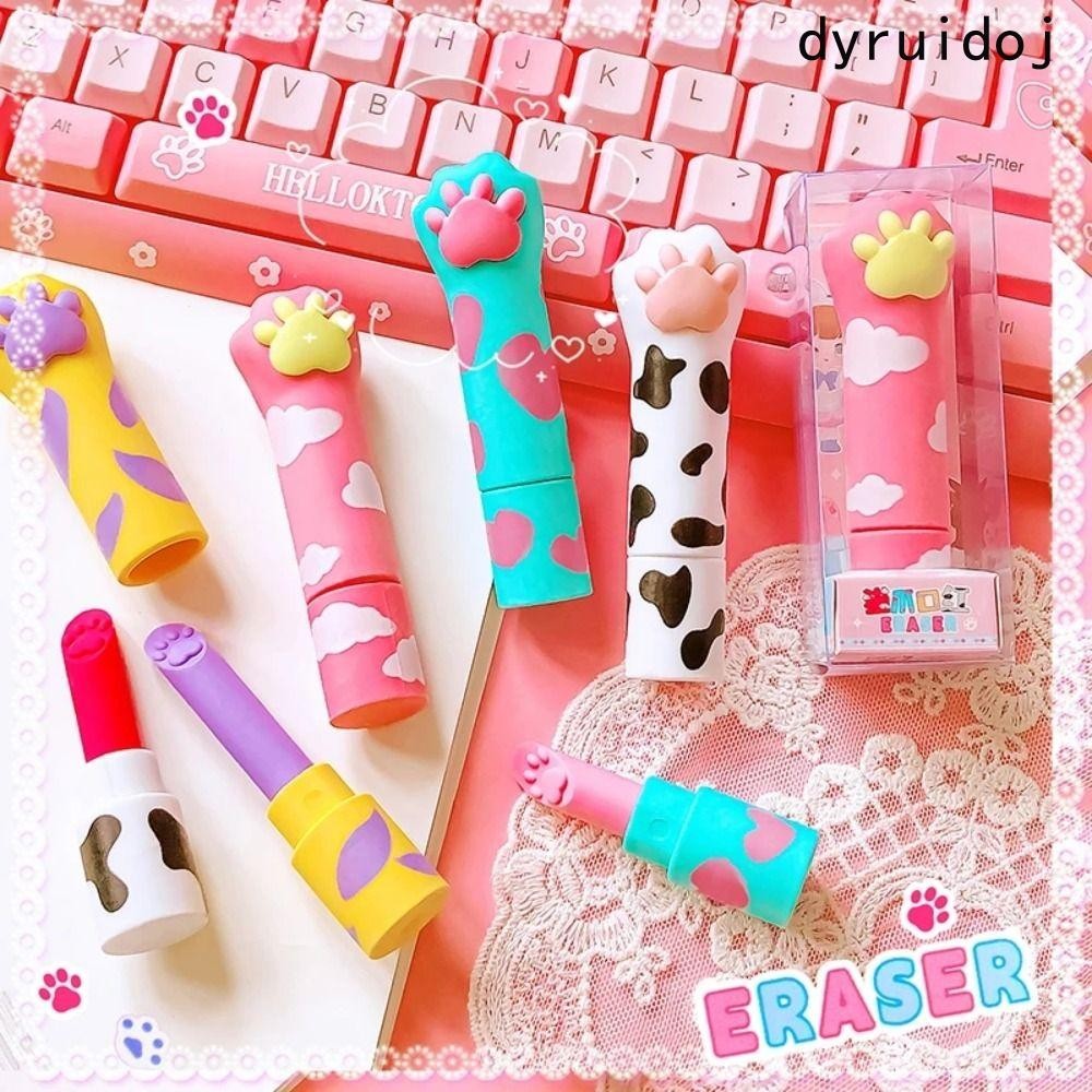 DYRUIDOJ Cat Paw Pencil Eraser, Portable Funny Fun Lipstick Eraser ...