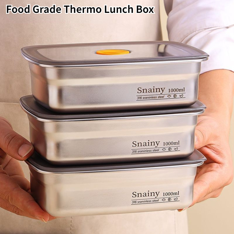 316 Stainless Steel Lunch Box Rectangle Food Keeper (600ml-1500ml) with ...
