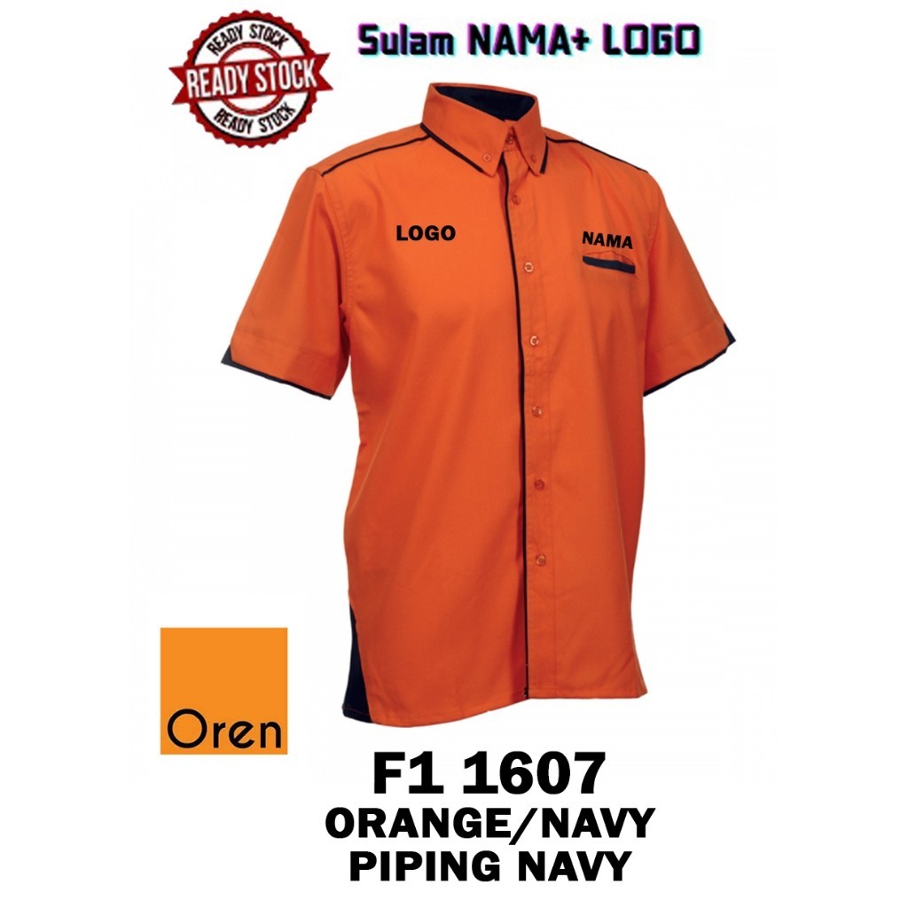 BAJU KORPORATE OREN LENGAN PENDEK F11607 JENAMA OREN SPORT | Shopee ...