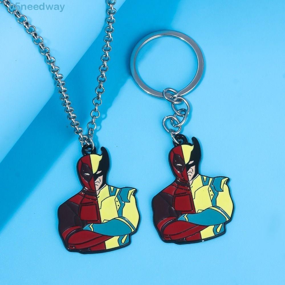 NEEDWAY Electroplating Pendant, Deadpool&Wolverine Each Half Comic Role ...