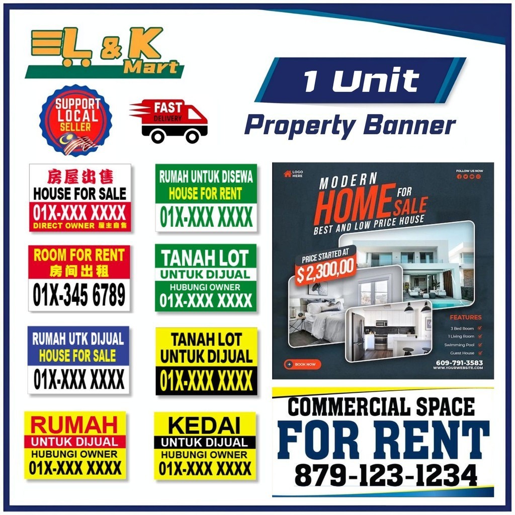 Property Banner Bunting Printing - Ready Template | Shopee Malaysia